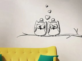 Samolepky na zeď - Zamilované sovy 2018 Barva: Béžová, Velikost: 100x50 cm, Pravá / Levá: Levá (dekorace směřuje/dívá se doleva)