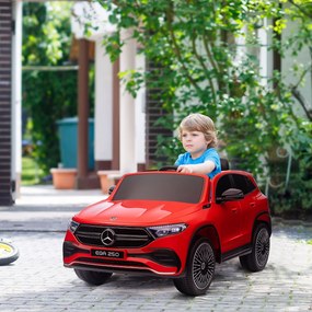 HOMCOM Dětské elektrické auto 3-8 let s licencí Mercedes Benz EQA 12V, dálkové ovládání, světlomety a klakson, 111,5x69x52,5 cm, červené a černé | Aos