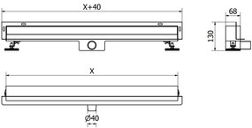 Mexen Flat Wall nástěnný lineární odtok 2v1 70 cm, Černá - 1730070