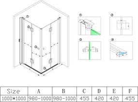 BPS-koupelny Čtvercový sprchový kout HYD-SK1290C 100x100 chrom/transparent - bez vaničky