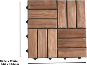 Dlaždice z teakového dřeva, 2m², 30 x 30 x 2 cm