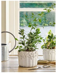 Kameninový květináč Cetara Rustic White 15 cm Garden Trading