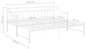 Rám vysouvací postele/pohovky bílý kov 90 x 200 cm,  324777
