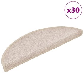 Schodové rohože 30 ks 56 x 17 x 3 cm béžové, půlkulaté 3365739