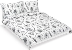 Povlečení krep na dvoudeku Bílá,Šedá 80/935 - 1ks 240x220, 2ks 70x90 cm