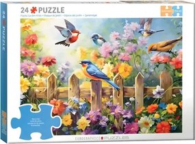 EUROGRAPHICS Puzzle Connecting Pieces: Hraví zahradní ptáci / 24 dílků