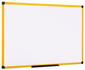 Bi-Office Bílá popisovací tabule na zeď, magnetická, žlutý rám, 1200 x 900 mm