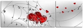 Obraz na plátně - Srdce v stříbrné pavučině - panoráma 578B (150x50 cm)