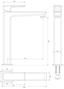 OMNIRES PM7412BL - Umyvadlová baterie PARMA 27,3 cm matná černá