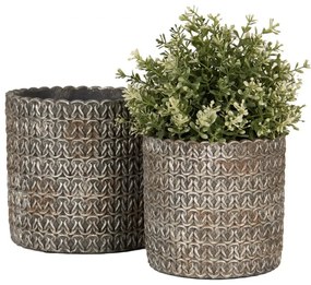 Šedý cementový vnitřní obal na květináč Damiaan L – 18x17 cm