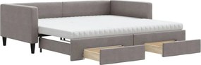 Válenda s přistýlkou a zásuvkami taupe 100 x 200 cm textil 3196640
