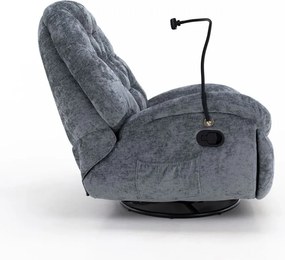 Luxusní otočné křeslo, houpací, šedá, DELMOR
