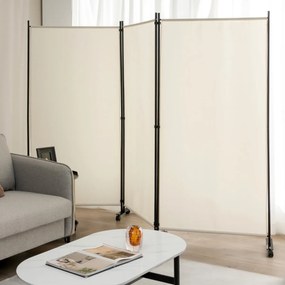 Costway 180 cm dělicí příčka na kolečkách Skládací zástěna s 3 volně