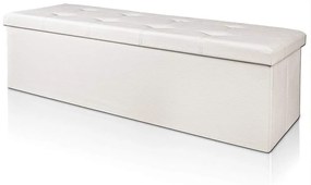 Goleto Čalouněná lavice s úložným prostorem 114 x 40 x 40 cm | bílá