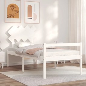 vidaXL Rám postele s čelem 90 x 200 cm masivní dřevo [3195534] Barva: Bílá
