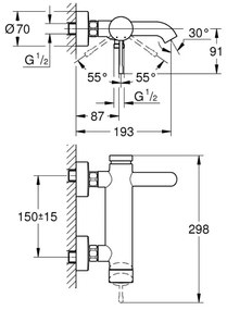 GROHE 33624AL1 - Vanová baterie ESSENCE 193 mm grafit