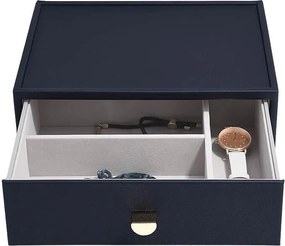 Krabička na šperky Stackers se 3 přihrádkami se zásuvkou classic tmavomodrá