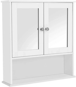 Koupelnová skříňka s dvojitými zrcadlovými dvířky 56 x 13 x 58 cm, bílá