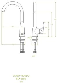 Laveo Rondo, kuchyňská baterie stojící h-302, chromová, LAV-BLX_068D
