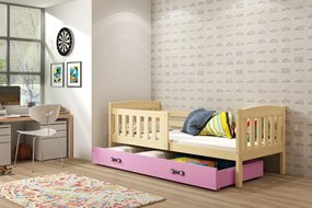 BMS Group Dětská postel s úložným prostorem KUBUS borovice Velikost postele: 200x90 cm, Barva šuplíku: Růžová