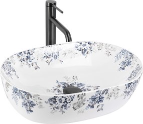 Rea Veronica Shiny, umyvadlo na desku 485x350x135 mm, bílá-modrá, REA-U7890