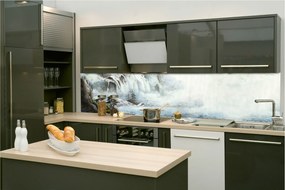 DIMEX | Fototapeta do kuchyně Malba vodopádu KI-260-190 | 260 x 60 cm | bílá, šedá, modrá