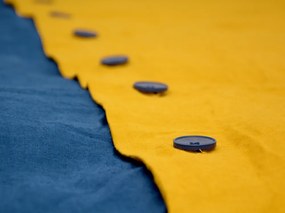 Nelly Lněný povlak na přikrývku - kurkumový / tmavě modrý Rozměr: 220/200 CM Knoflík