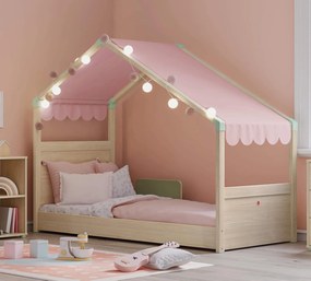 Čilek Dětská postel se stříškou  90x200 cm Montes Natural růžová