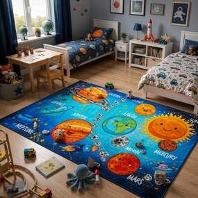 Obsession, Dětský kusový koberec Torino kids 230 SOLAR SYSTEM, 80x120, vícebarevná, dětský pokoj