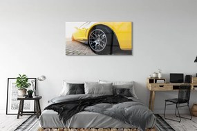 akrylový obraz žluté auto 125x50 cm