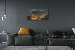 Obrazy na plátně Město v noci kouř monster 125x50 cm