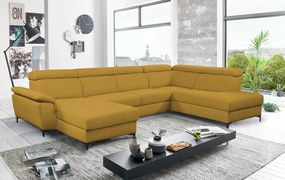 Sedací souprava Braga 3A, hořčicová žlutá látka, tvar levé U