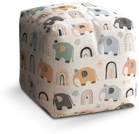 Sablio Taburet Cube Animovaní sloni: 40x40x40 cm