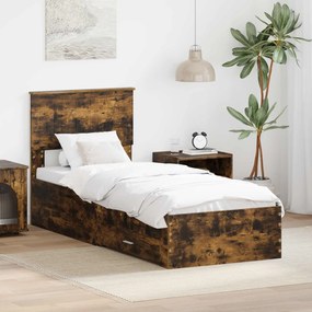 Rám postele Uzený dub a stříbrná 75 x 190 cm Kompozitní dřevo 3410962