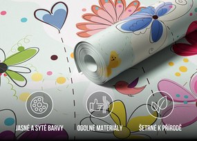 Dětská fototapeta na míru Barevné Čmáranice Květin | Vliesová fototapeta na zed' | DFTD5P 352373