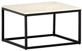 Konferenční stolek bílý 60x60x35 cm pravý kámen mramorový vzor - Default Title