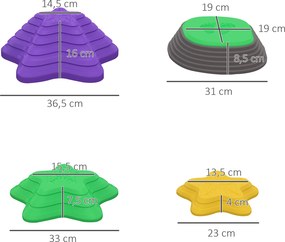 ZONEKIZ Sada krokovacích kamenů pro děti od 3 let, 11 kamenů, protiskluzové, do 80 kg, design s mořskou hvězdou