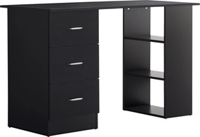 HOMCOM Stůl s úložným prostorem, Počítačový stůl 120 x 50 cm, Počítačový stůl se policemi a šuplíky, pro malé prostory, Ložnice, Černý