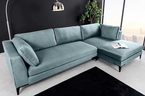 Designová rohová sedačka Sashanique 313 cm petrolejový samet - pravá