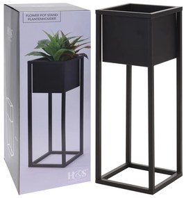 H&S Collection Květináč na stojanu kovový černý 60 cm