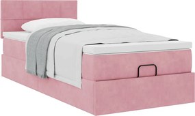 Osmanský rám postele s matrací růžová 80x200cm samet 3311740