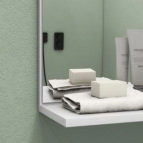 HOMCOM Moderní Zrcadlo do Koupelny Obdélníkové Nástěnné Zrcadlo se 4 Úložnými Policemi pro Makeup 45x15x58.5 cm Bílá