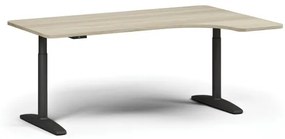 Výškově nastavitelný stůl OBOL, elektrický, 675-1325 mm, levý/pravý, deska 1800x1200 mm, černá zaoblená podnož, dub přírodní