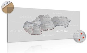 Obraz na korku šedá mapa Slovenska s decentním kontrastem