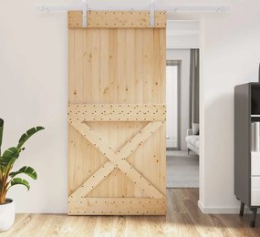 vidaXL Posuvné dveře s kováním 100 x 210 cm masivní borové dřevo [3203043]