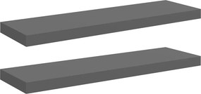 Plovoucí nástěnné police 2 ks lesklé šedé 80x23,5x3,8 cm MDF 323794
