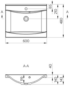 Sapho, LUCIOLA umyvadlo 60x48cm, litý mramor, bílá, 50062