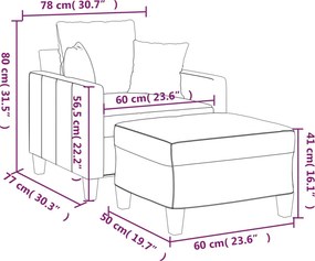 Křeslo s podnožkou krémové 60 cm textil 3201083