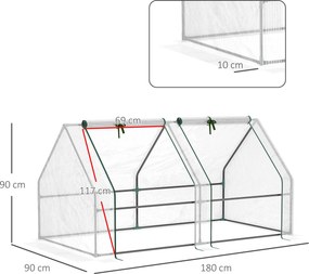 Outsunny Zahradní skleník pro venkovní použití 180x90x90 cm, typ kůlny s 2 okny, ocelová konstrukce, terasový skleník pro pěstování rostlin, květin a…