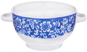 Keramická polévková miska Orion / motiv blue design květiny / Ø 14 cm / bílá / modrá